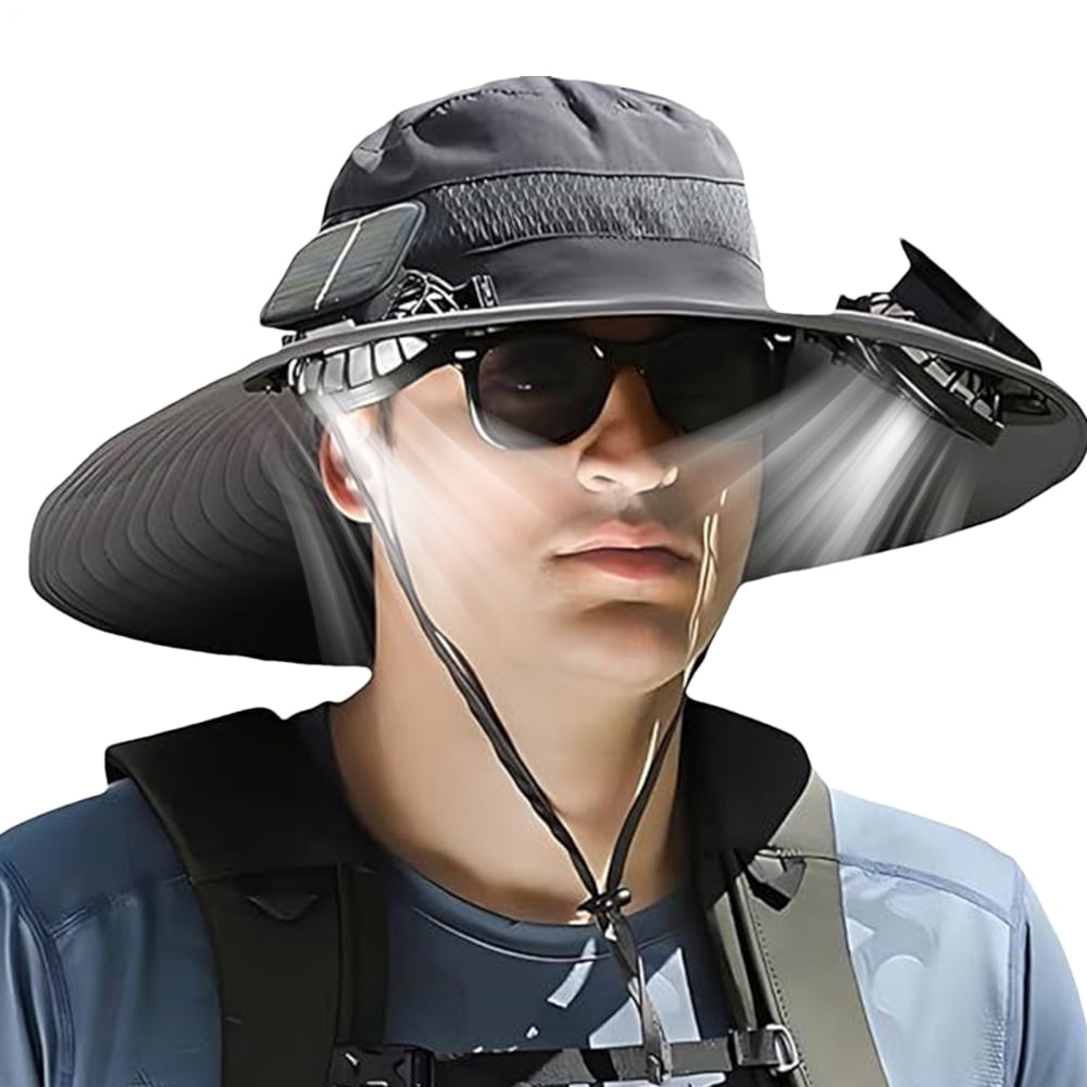 Liilaimic Solar Fan Sun Hat Adjustable Sun Hat with Solar Powered Fans ...