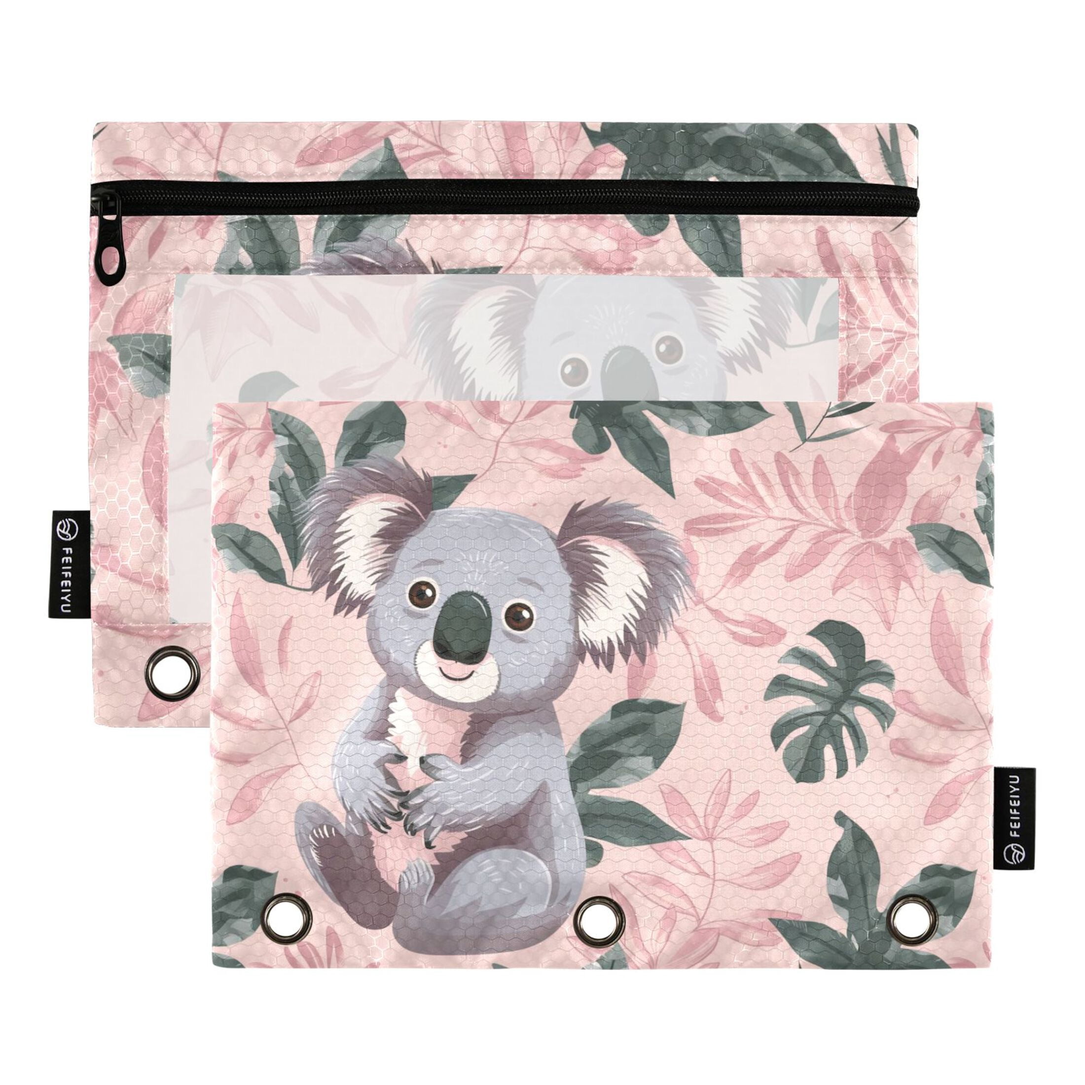 Likable Koala and Leaf 2 Pack Pencil Pouch for 3 Ring Binder Smooth ...