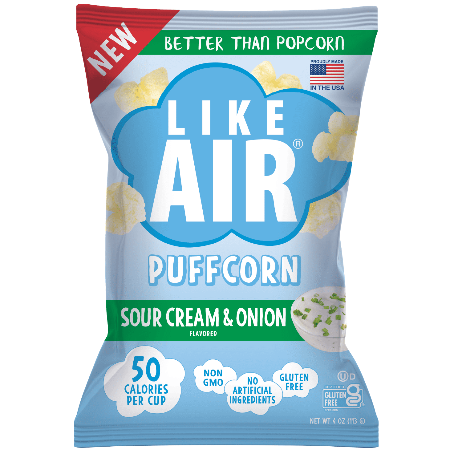 Like Air Puffcorn Sour Cream & Onion Flavor 4oz Bag - Walmart.com