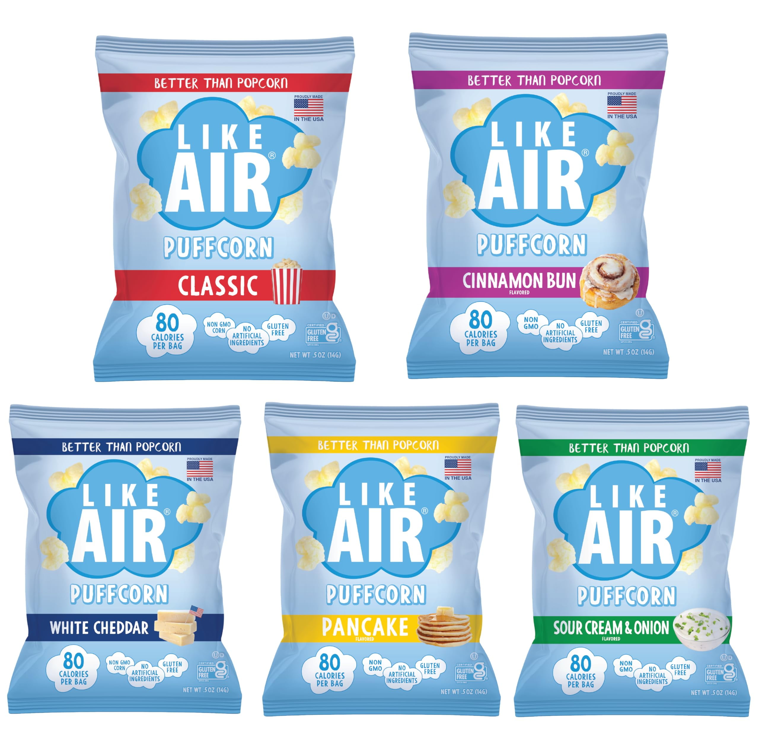 Like Air Puffcorn Variety RRF12 Pack (0.5 oz, Pack of 20), White ...