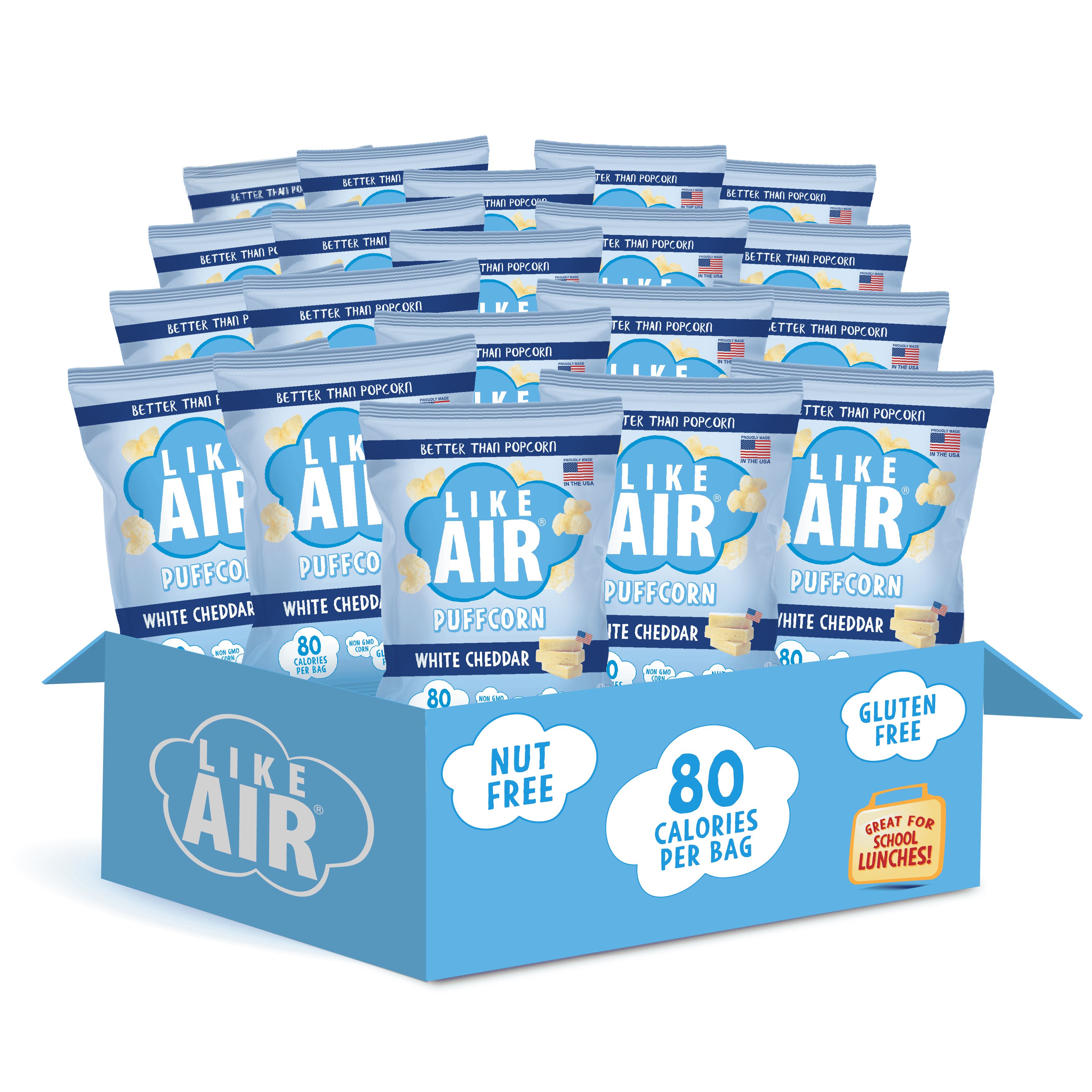 Like Air Puffcorn White Cheddar Single Serve Snack Box (pack of 20 ...
