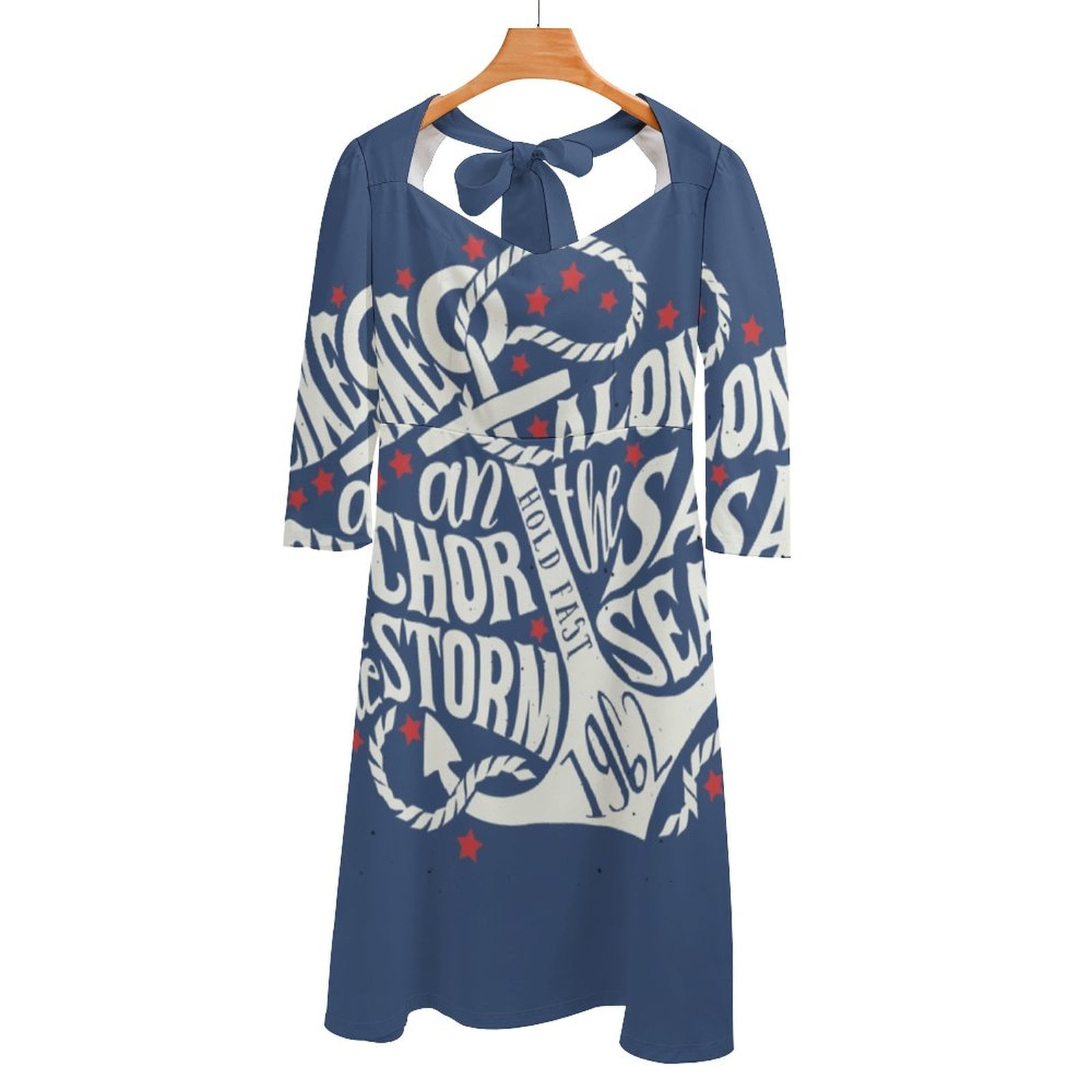 Like An Anchor In The Storm Back Lacing Backless Dress Square Neck ...