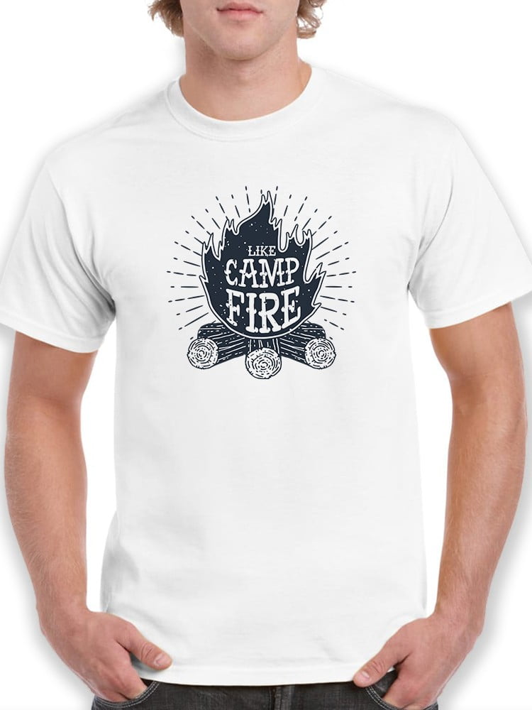 "Like Campfire" Quote Campfire Graphic Men White T-Shirt, Male Large ...