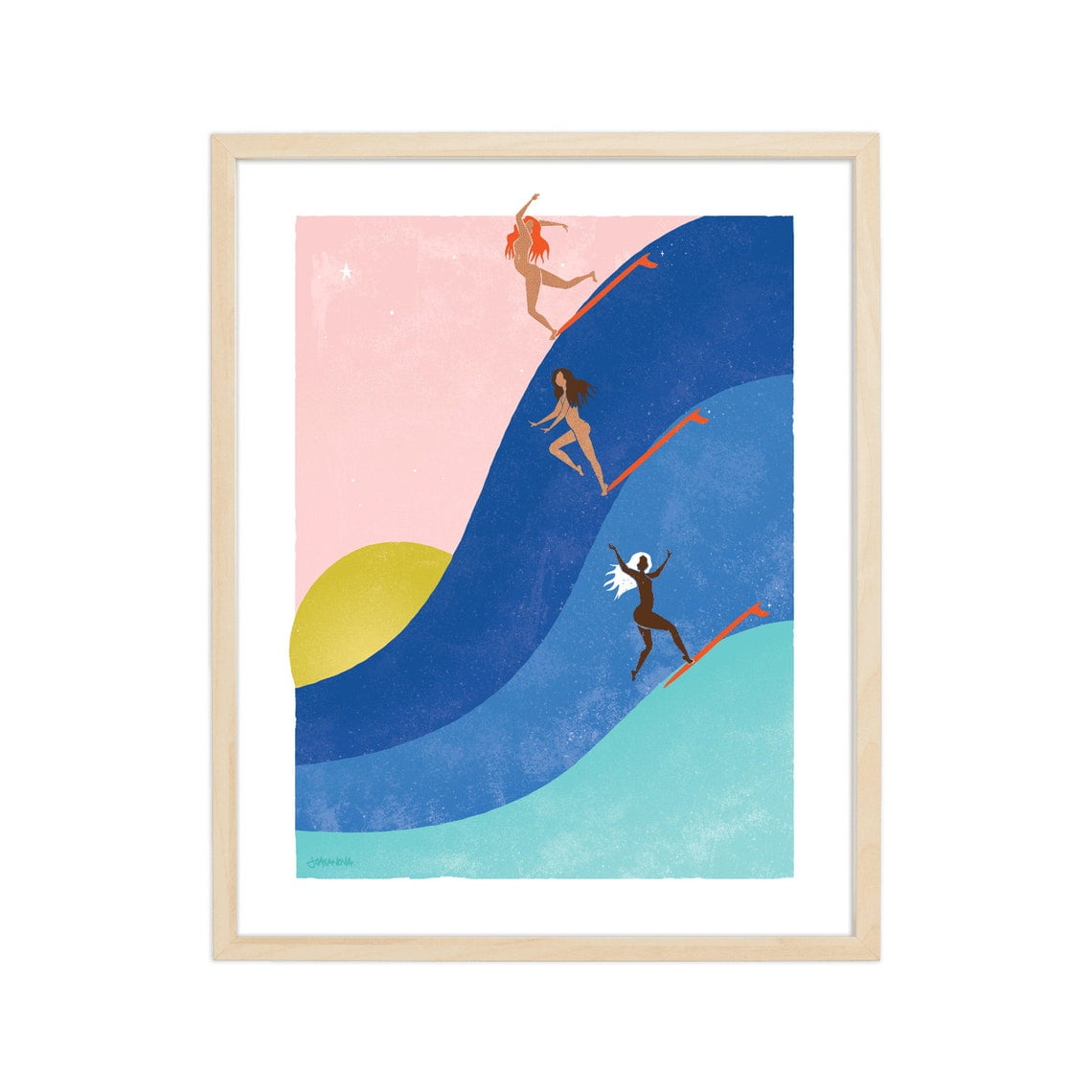 She'S Like An Eagle When She Flies, Surf Art Print Illustration: Women ...