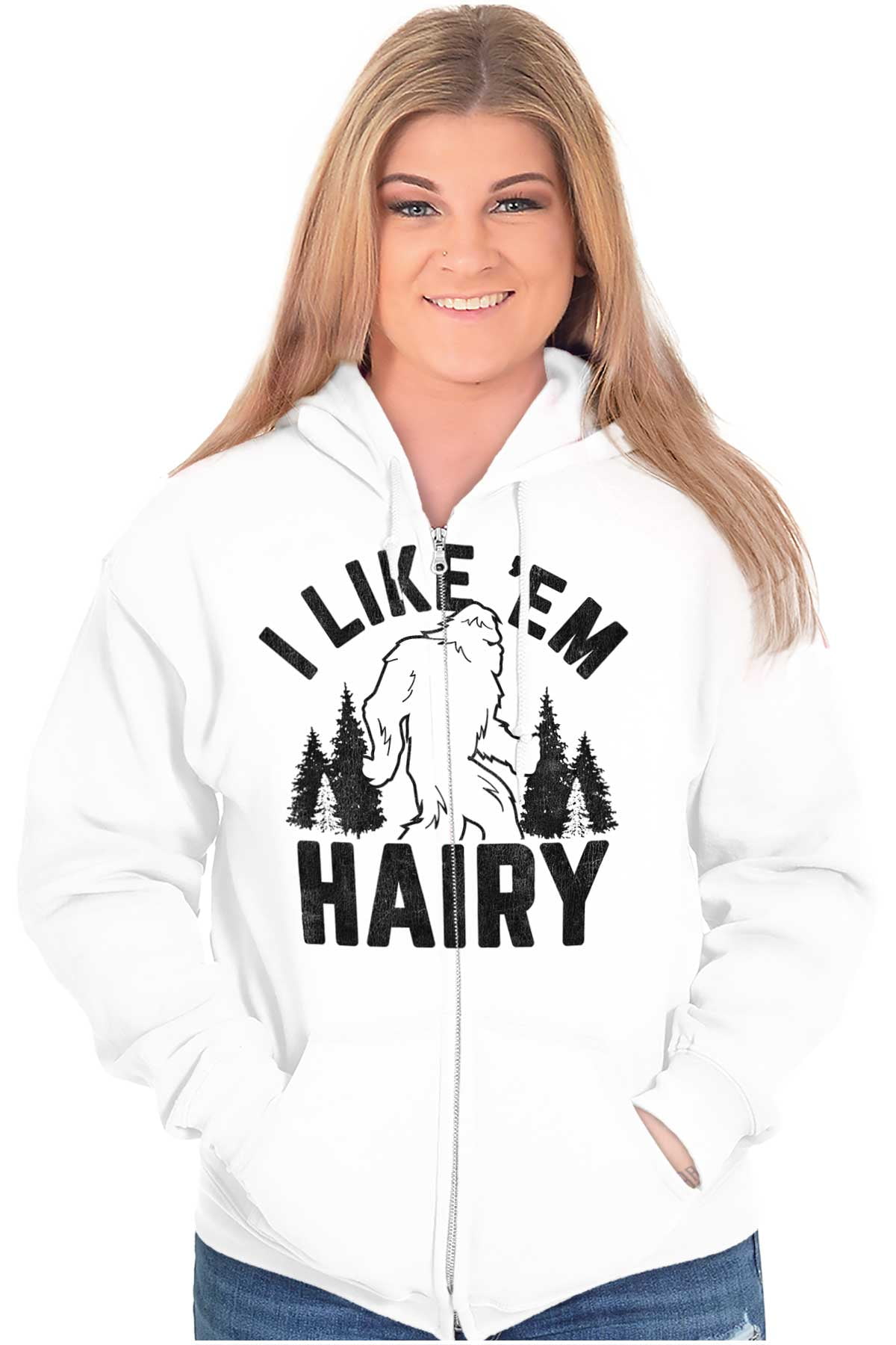 Like 'Em Hairy Bigfoot Legend Hoax Women Plus Size Zipper Hoodie Brisco Brands 4X - Walmart.com
