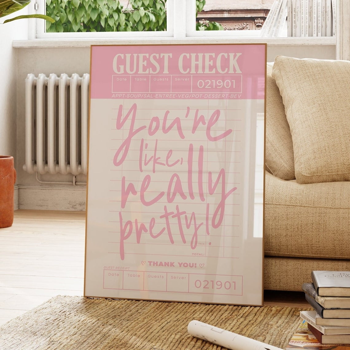 You'Re Like Really Pretty Print Guest Check Poster, Trendy Funky Dorm Wall Art Preppy Room Decor ...