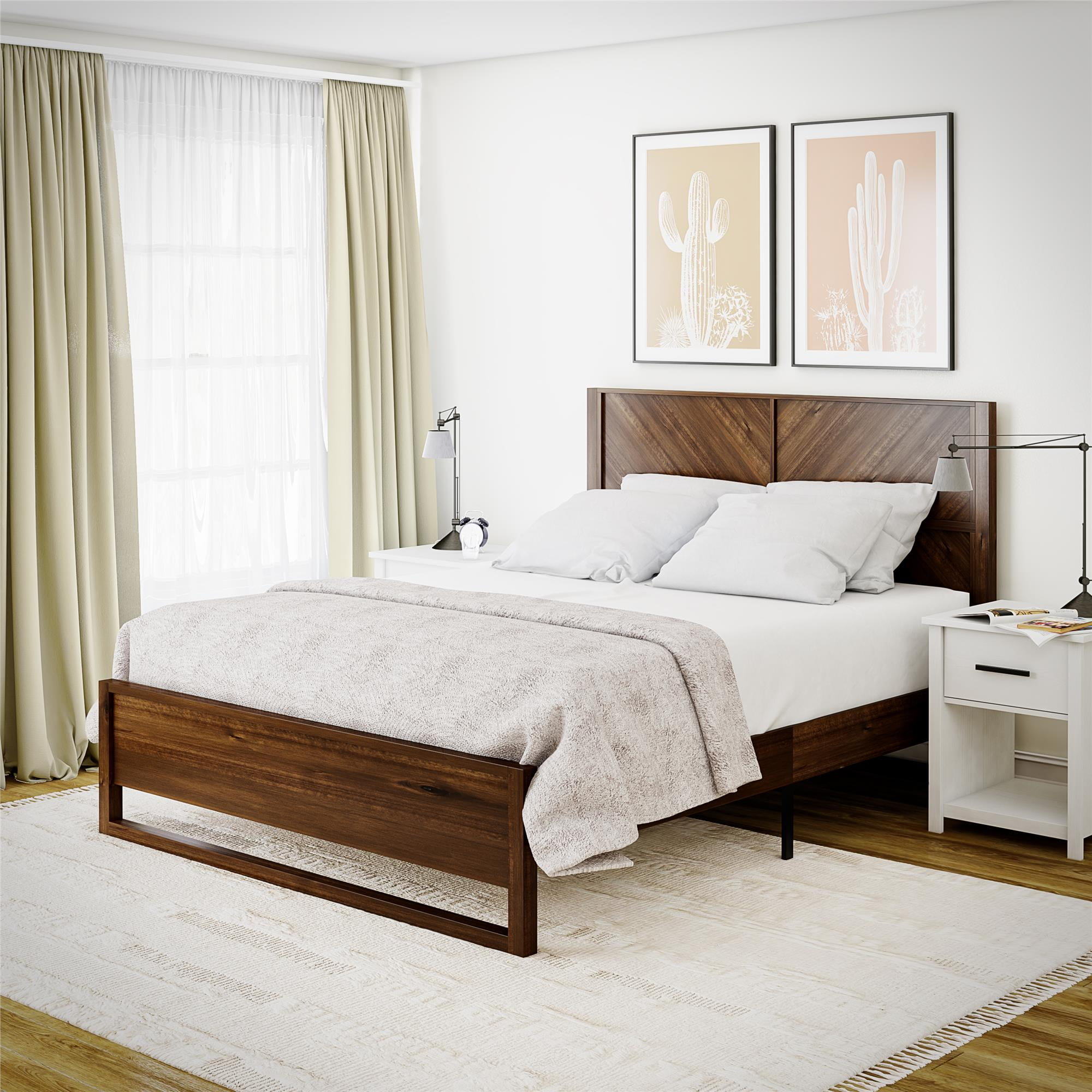 DHP Archer Wood Bed Frame with Headboard, Queen, Prominence - Walmart.com