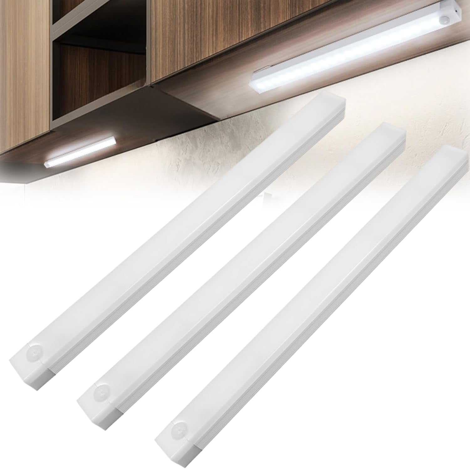 Likewisea LED Lights Rechargeable, 3-Pack Punch-Free Smart Sensor ...