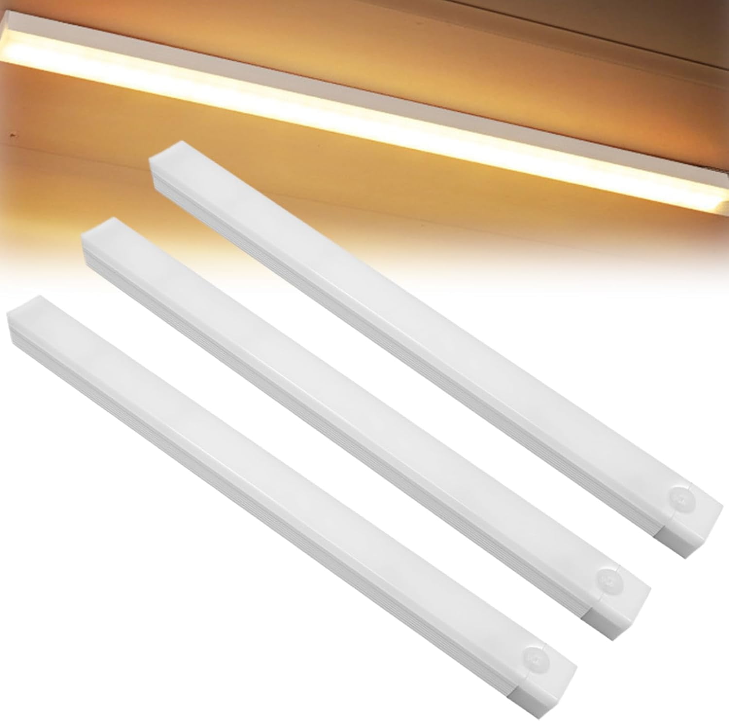 Likewisea LED Lights Rechargeable, 3-Pack Punch-Free Smart Sensor ...