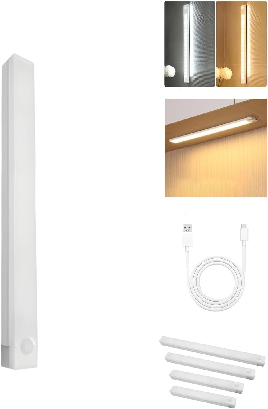 Likewisea LED Lights Rechargeable, Intelligent Human Body Induction Wireless Magnetic Long Night ...