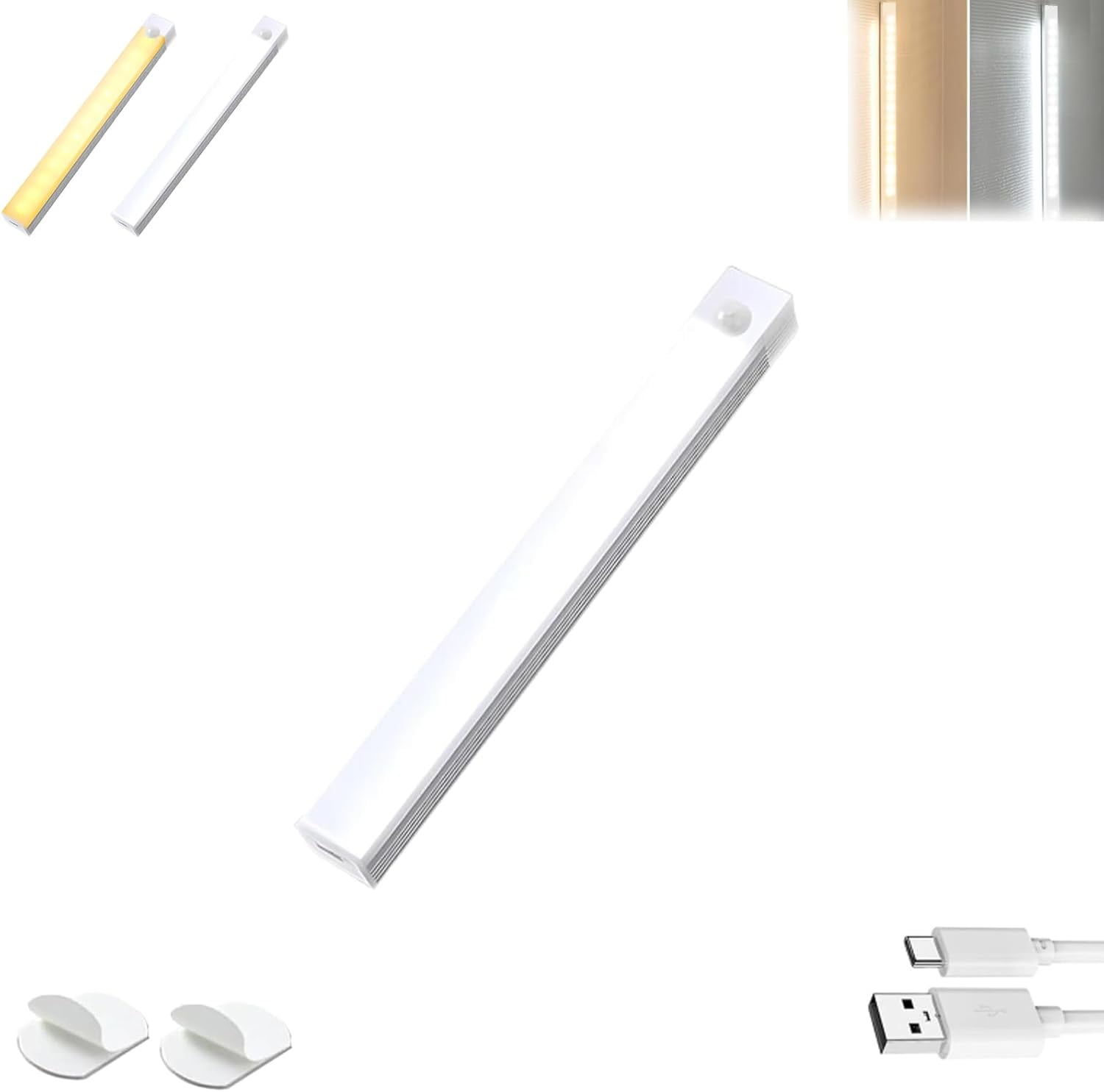 Likewisea LED Lights Rechargeable, Punch Free Smart Motion Sensor Magnetic Rechargeable LED ...