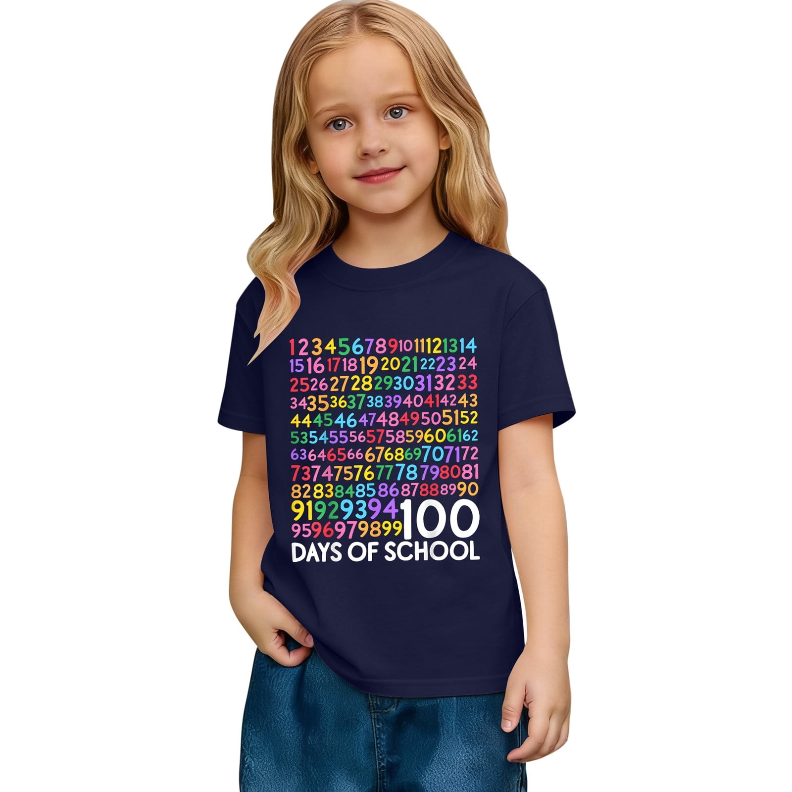 Likimi 100 Days Of School Shirts For Children Boys Girls Letter Print ...