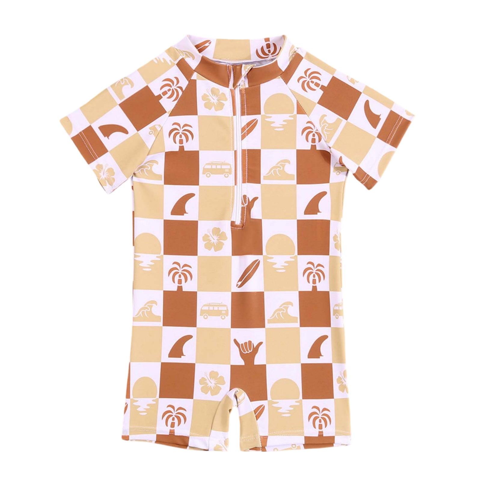 Likimi Child Boys One Piece Swimsuit Cartoon Print Crew Neck Short ...