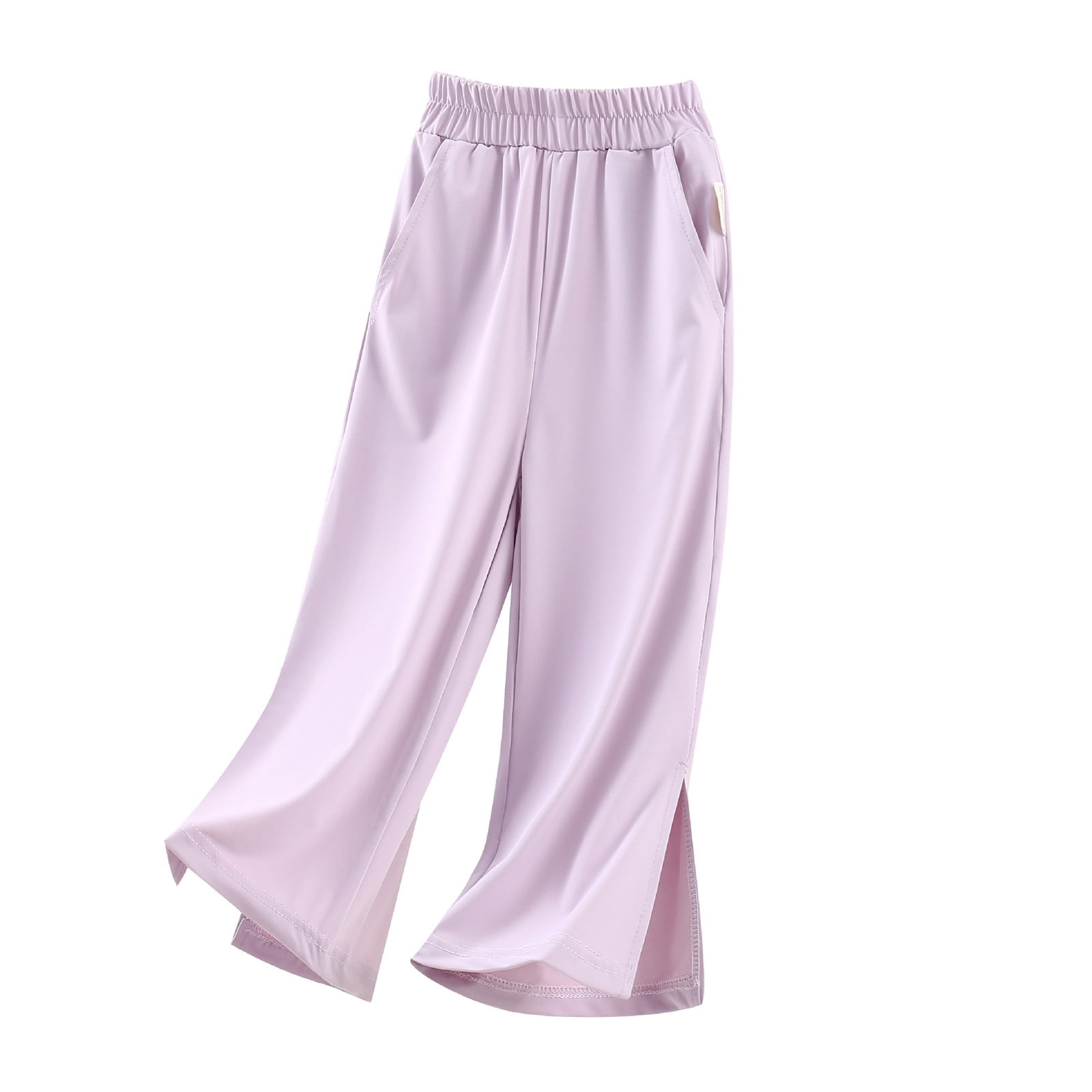 Likimi Children Girls Pants Lightweight Wide Leg Solid Color Loose ...