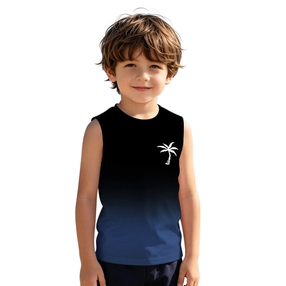 Likimi Kids Girls Boys T-Shirts Tree Gradient Print Tank Top Crew Neck ...