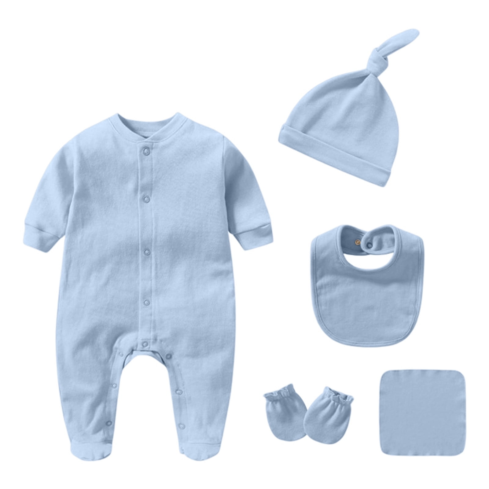 Likimi Newborn Boys Girls Bodysuit Solid Color Long Sleeve Crew Neck ...