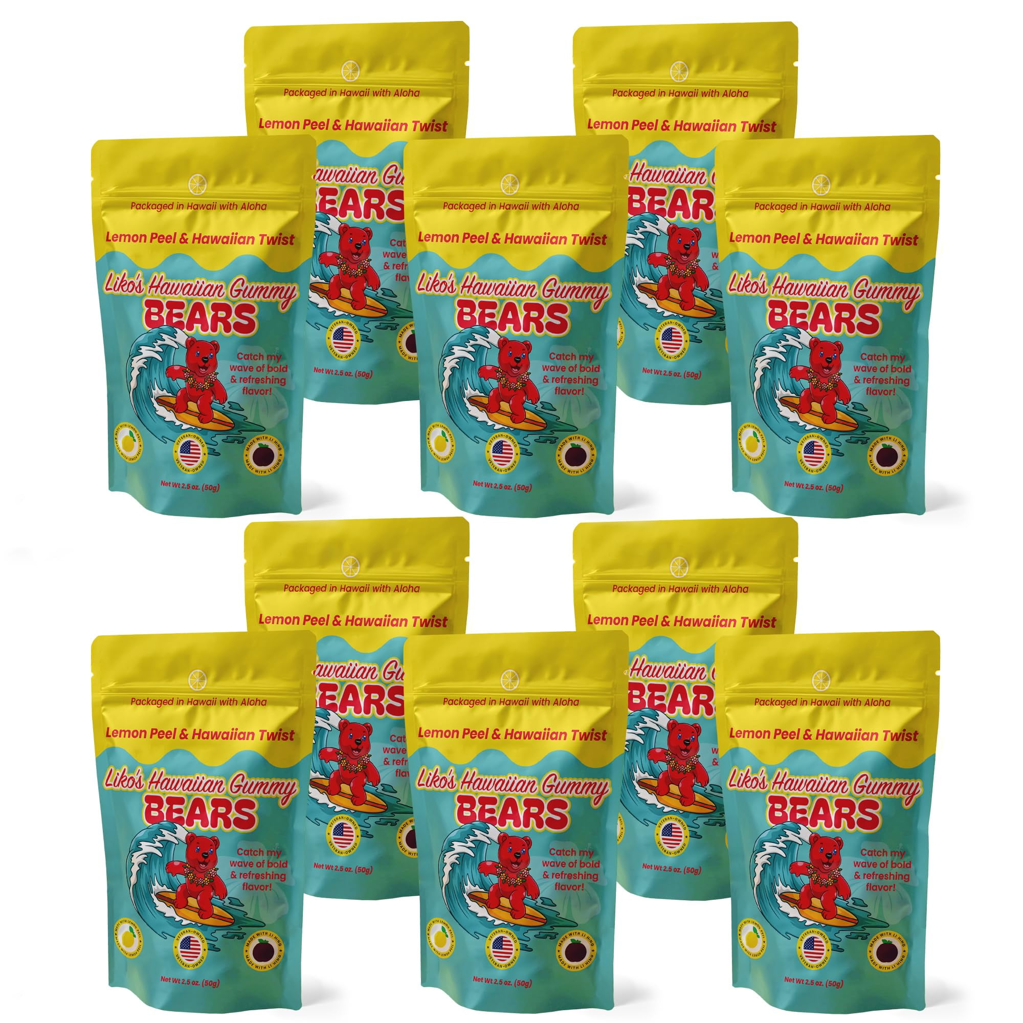 Liko’s Hawaiian Gummy Bears MZF22 with Li Hing Lemon Peel - Tropical ...