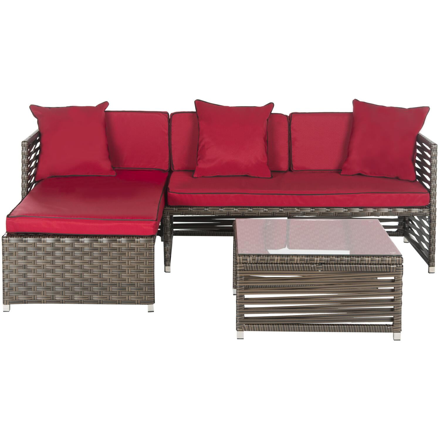 Likoma Wicker Outdoor Set-Finish:Red/Multi,Quantity:3 Piece - Walmart.com