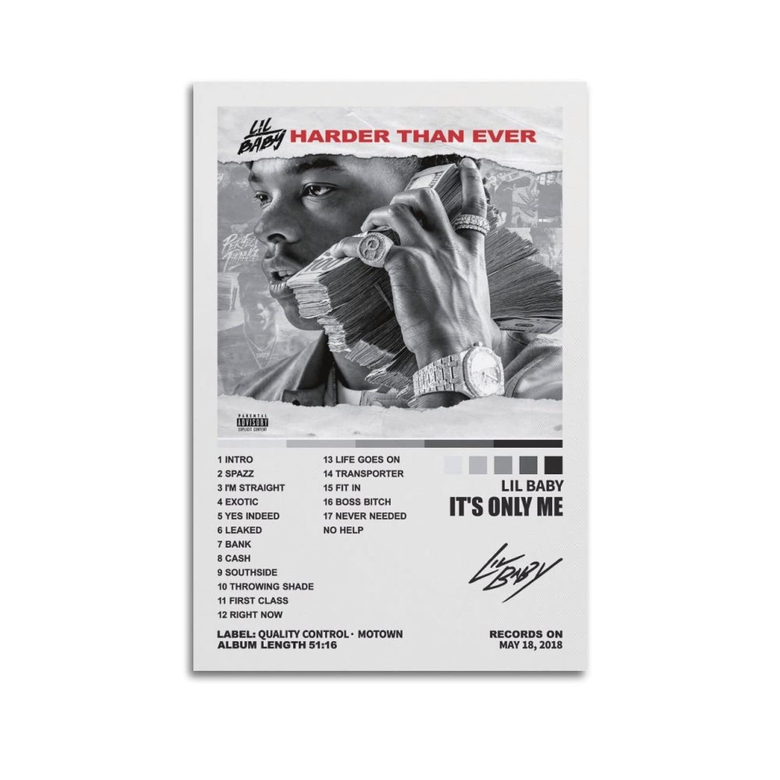 Lil Baby Poster Harder Than Ever Album Cover Posters Canvas Art Poster ...