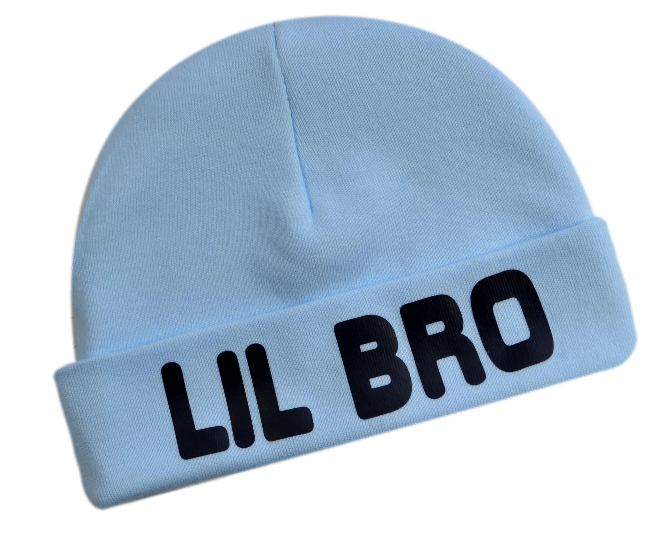 Lil Bro 100% Cotton Newborn Baby Beanie Hat for Little Brother - Light ...