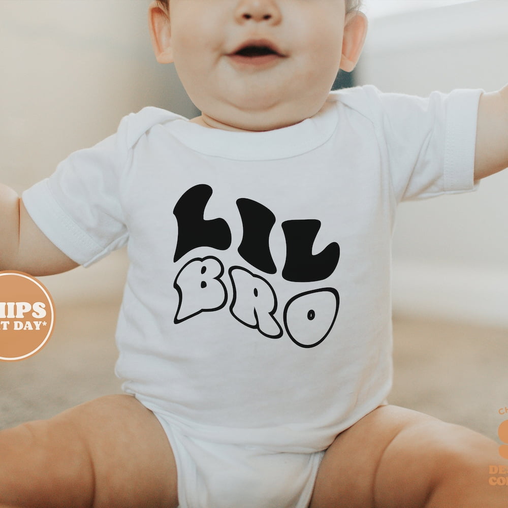 Lil Bro Baby Bodysuit, Little Brother Retro Gender Neutral Pregnancy ...