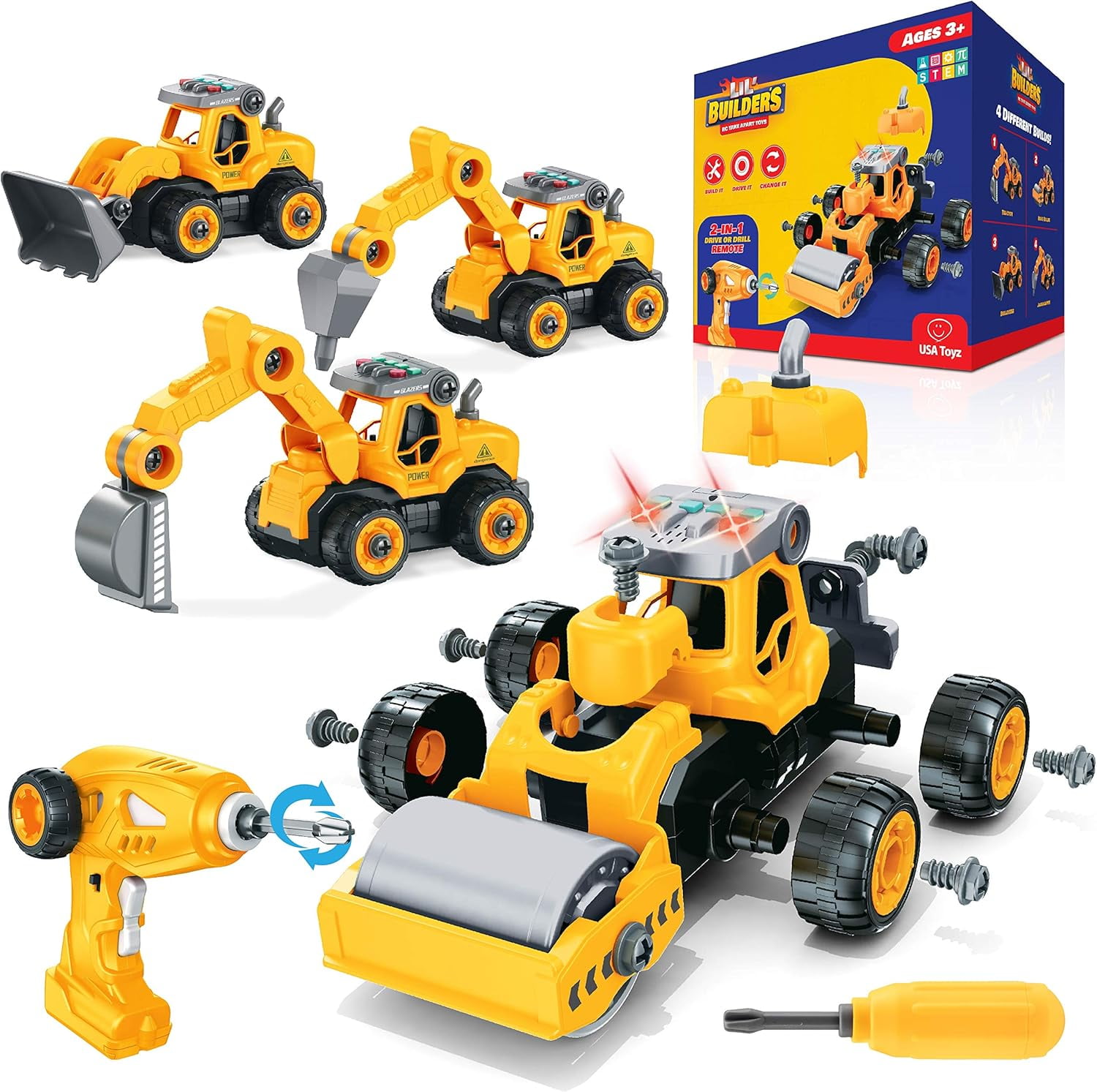 Lil Builders Take Apart Construction Toy for Kids - 4-in-1 Take Apart ...