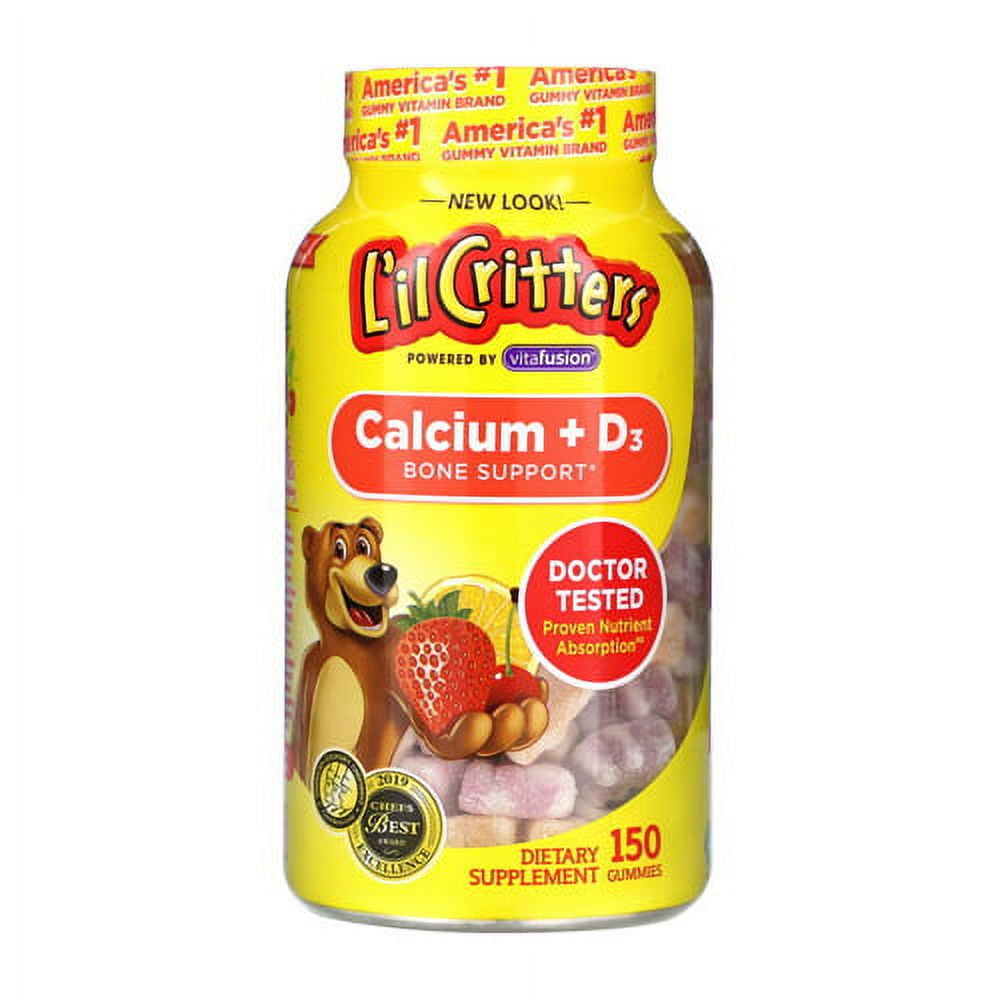 Lil Critters Calcium Gummy Bears With Vitamin D For Bone Support - 150 ...