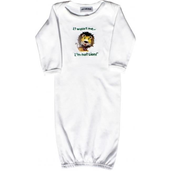 Lil Cub Hub 1WLSOGL-36 White Long Sleeve Gown - Lion- 3-6 months ...