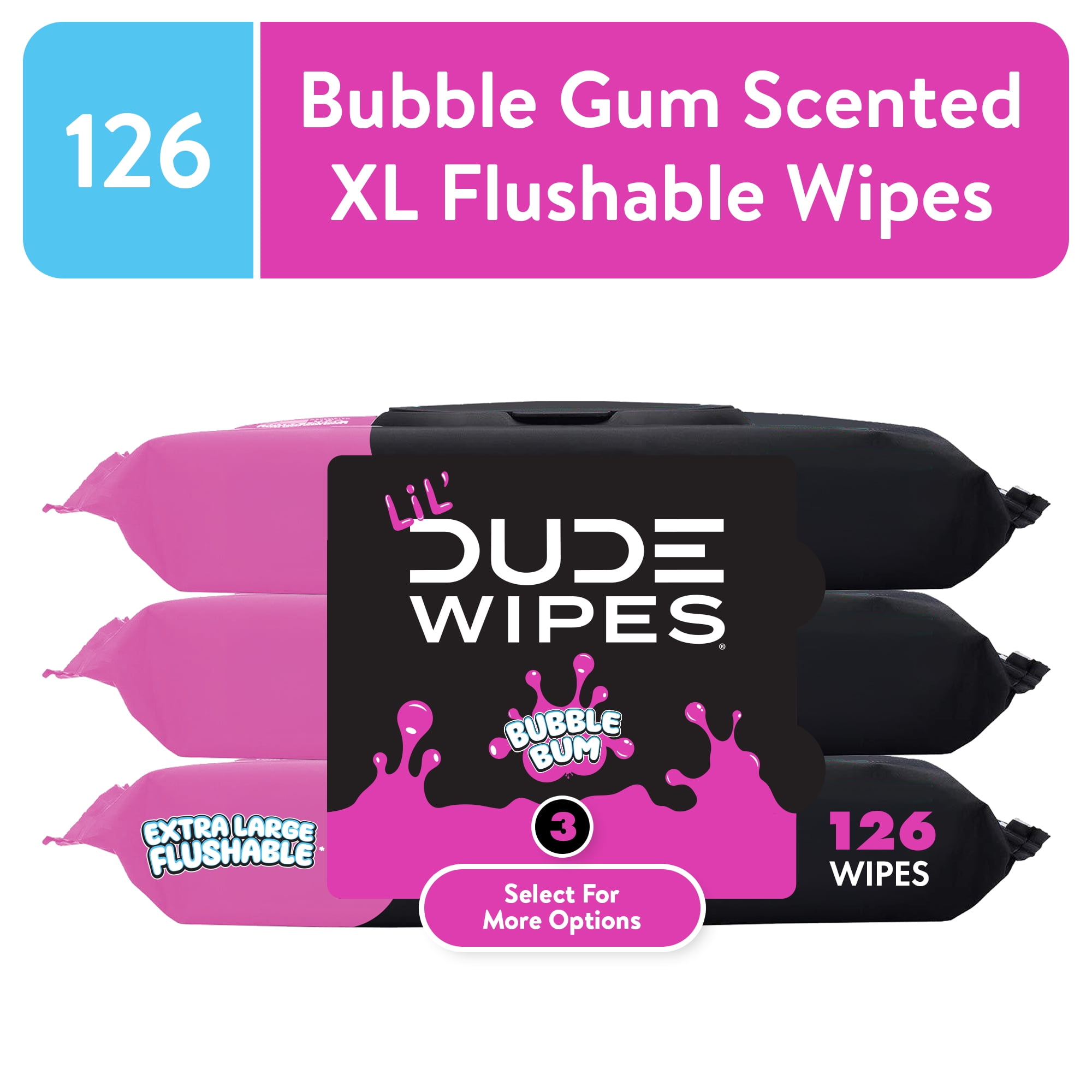 LiL' DUDE Wipes, Extra Large Bubble Bum Flushable Wet Wipes for Kids ...