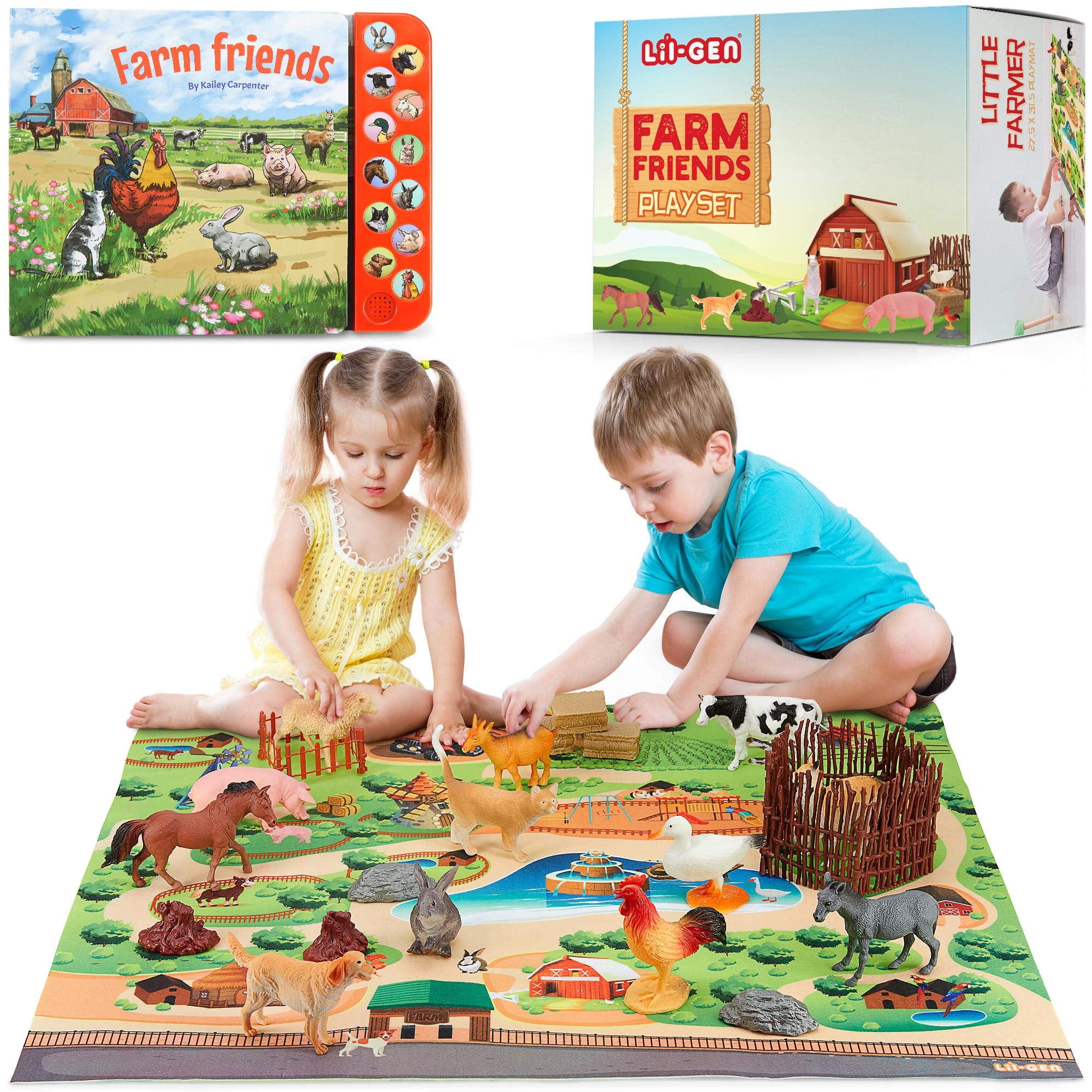 Lil-Gen Farm Animal Toys, SSF20 Playmat and Education Animal Sound Book ...