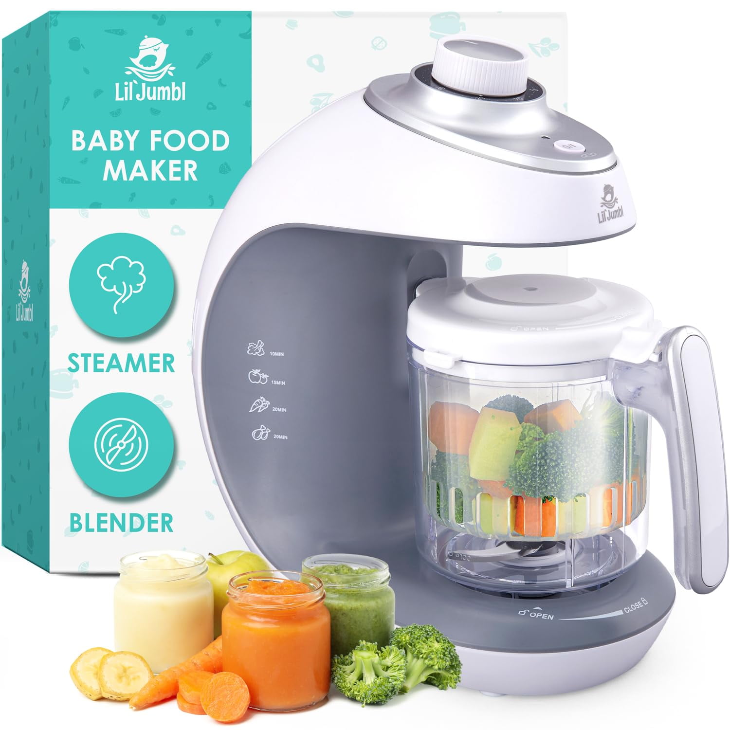 Lil’ Jumbl Baby Food Maker - 2-in-1 Steamer & Puree Blender with Timer ...