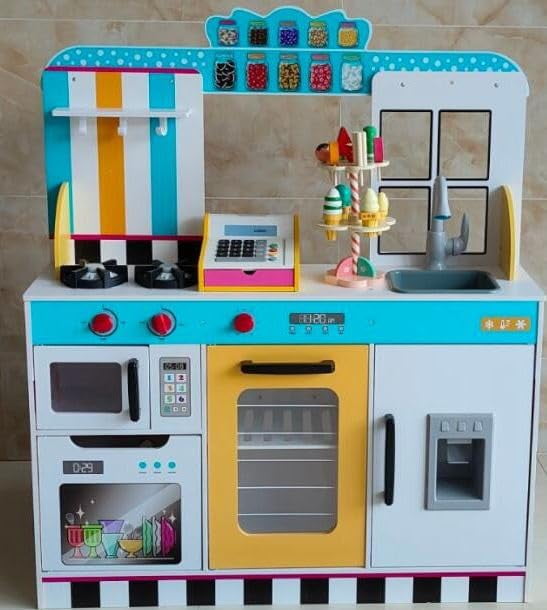 Lil' Jumbl Double-Sided Ice Cream Parlor Playset, Pretend Diner Set ...