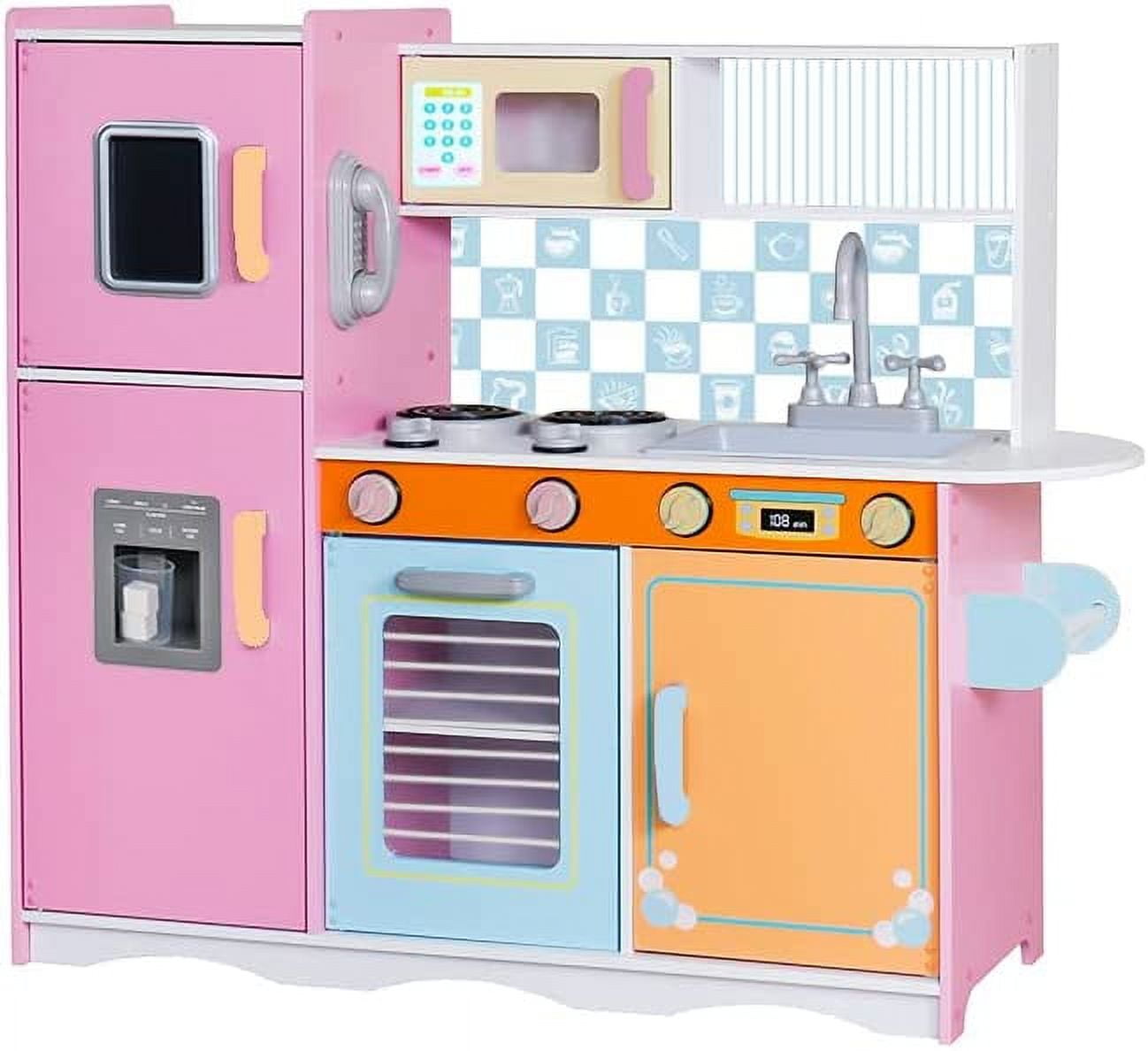 Lil' Jumbl Full Size Kitchen Set for Toddlers, Wooden Pretend Play Set ...