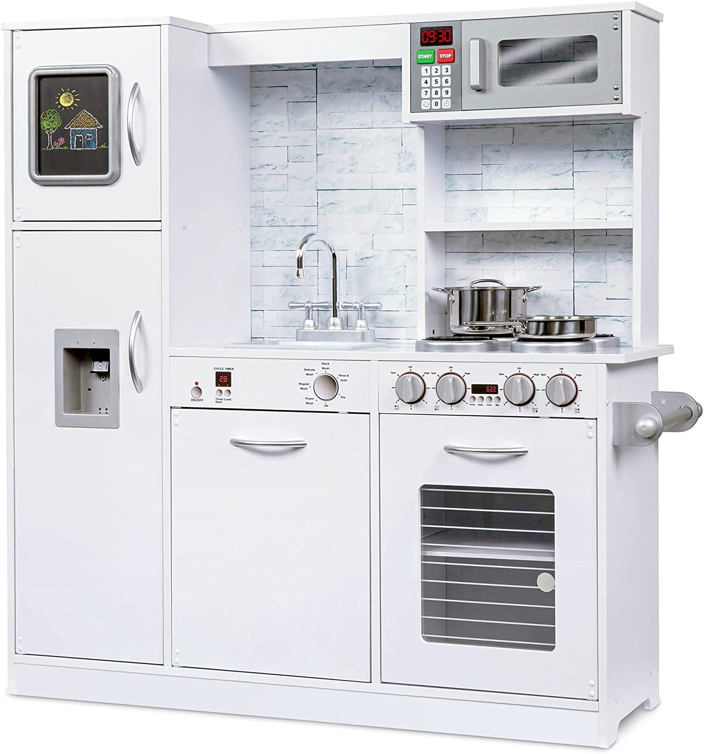 Lil' Jumbl Kitchen Set for Kids, Pretend Wooden Kitchen Playset ...