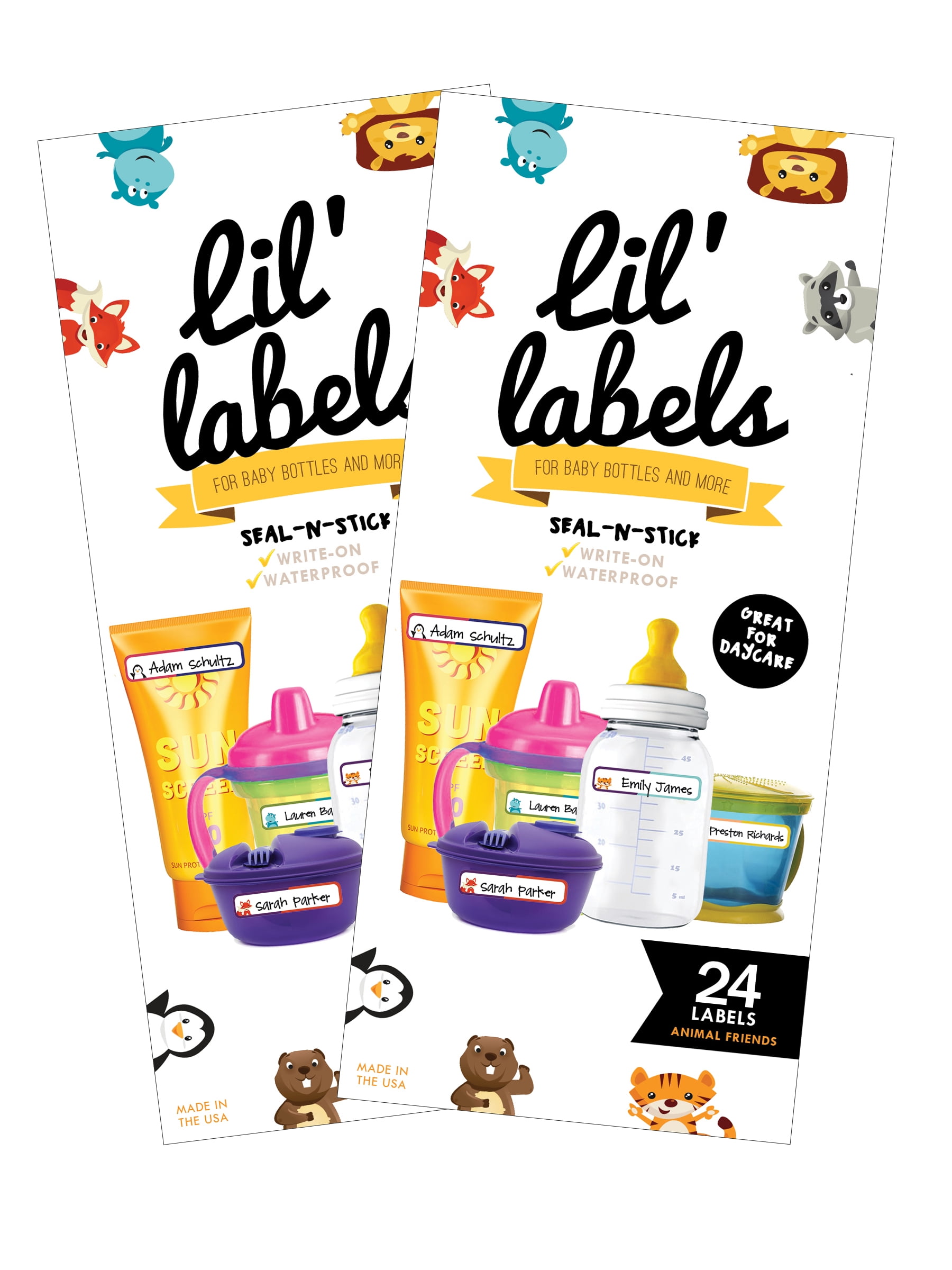 Lil' Labels Waterproof Seal-n-Stick Baby Bottle Labels for Daycare ...