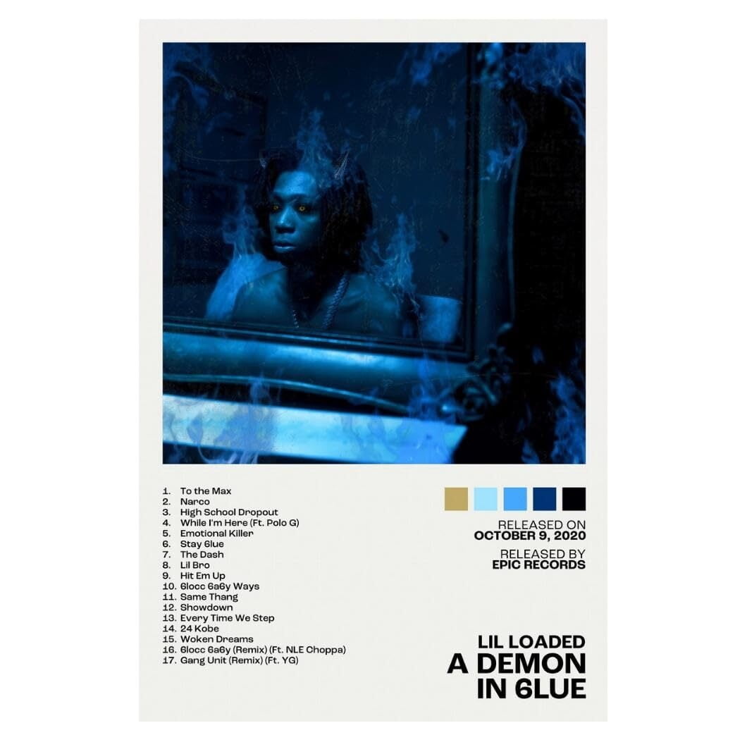 Lil Loaded A Demon In 6lue Album Cover Music Poster Rap Home Decor For ...