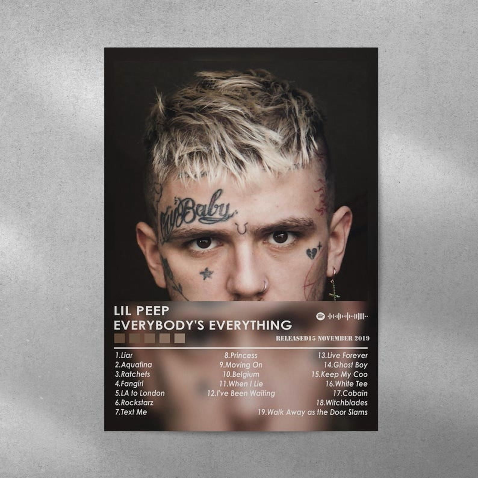 Lil Peep Everybody’s Everything Album Poster, Emo Rap Hip Hop Music ...
