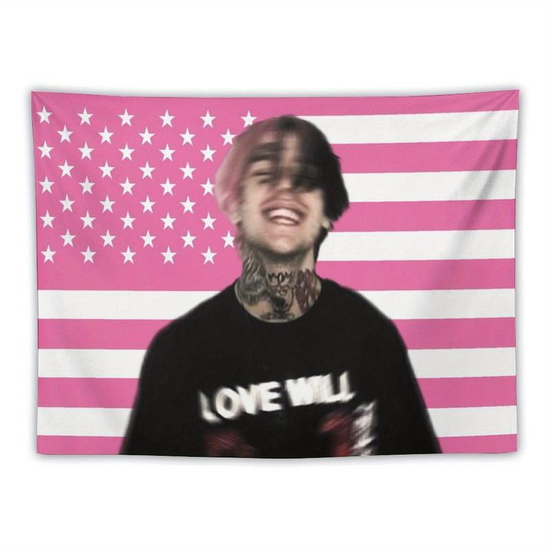 Lil Peep Themed Pink & White American Flag Tapestry Wall Hanging ...
