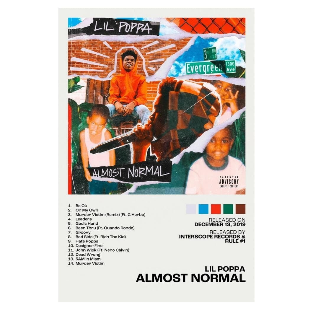 Lil Poppa Almost Normal Album Cover Music Poster Rap Home Decor For ...