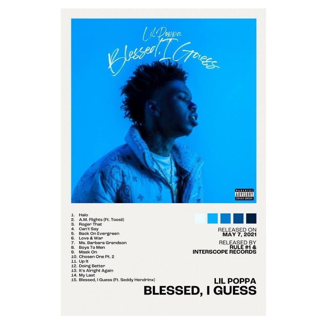 Lil Poppa Blessed, I Guess Album Cover Music Poster Rap Home Decor For ...