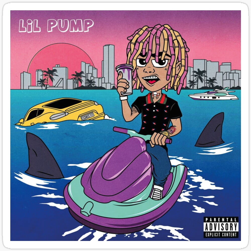 Lil Pump Sticker Phone Decal Water Bottle Stickers Car Decals, Laptop ...