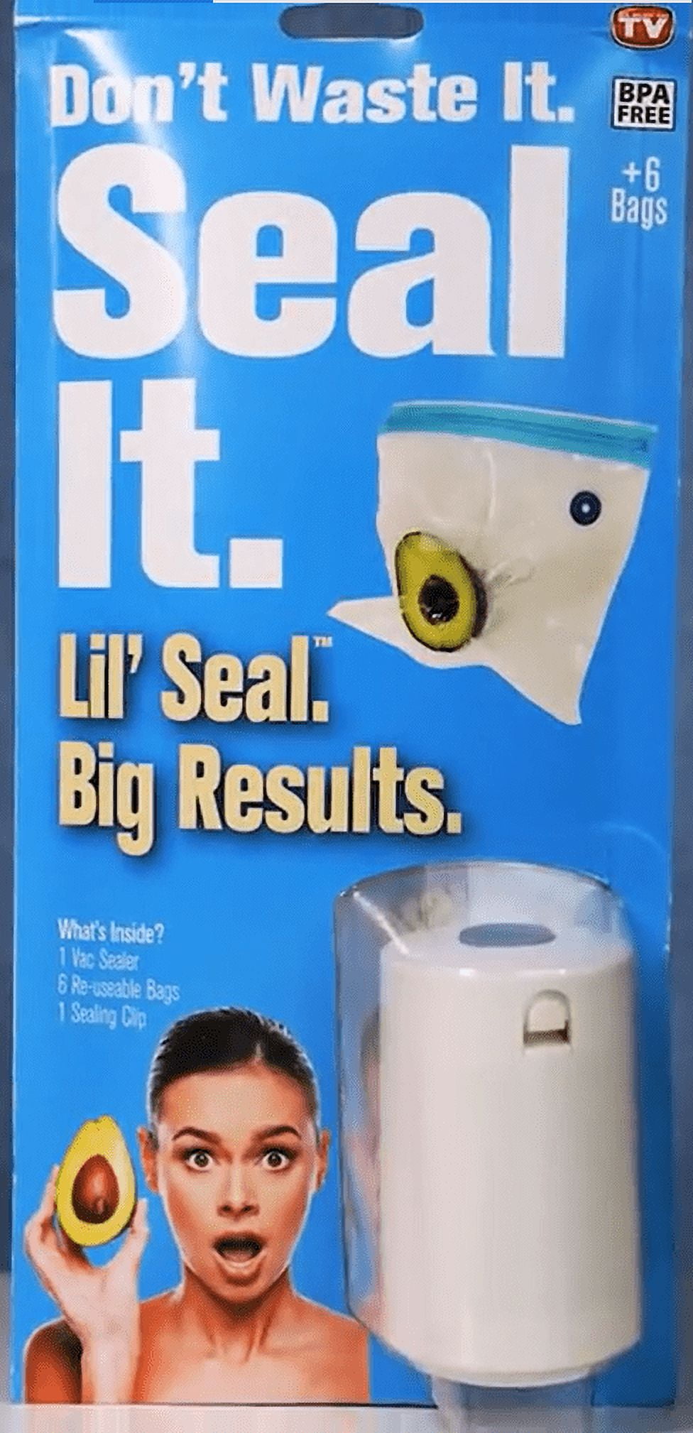Lil' Seal Food Vac system (Includes 1 unit Vac Sealer, 6 Re-useable ...