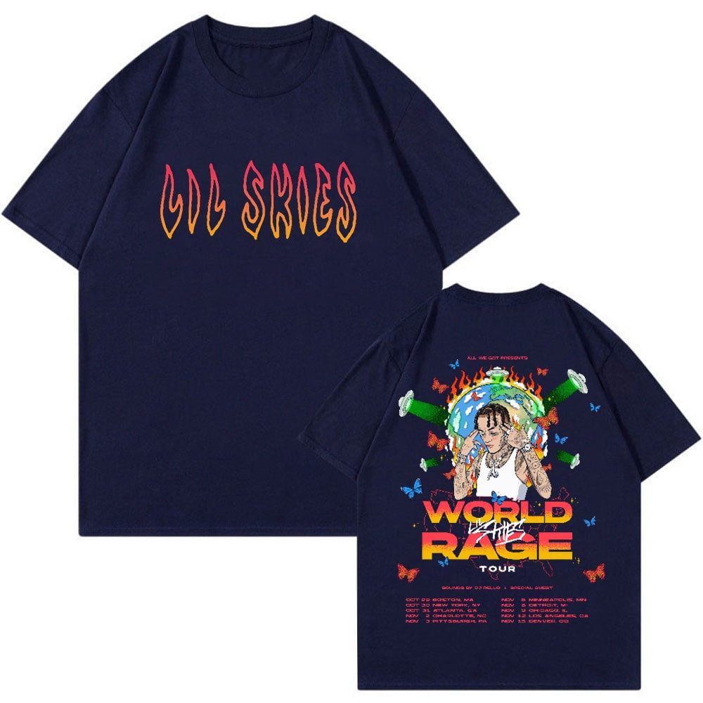 Lil Skies T-shirt 2023 World Rage Tour Merch Crewneck Short Sleeve ...