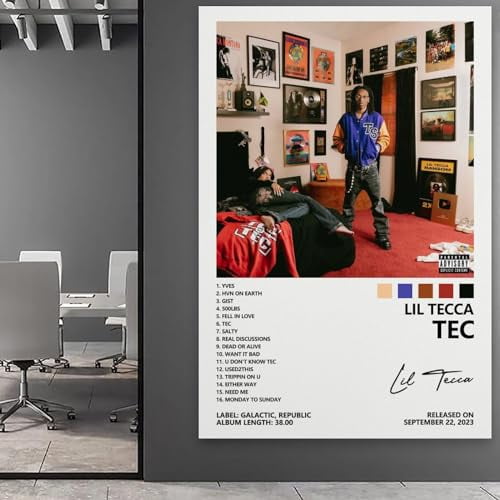 Lil Tecca Poster Tec Album Cover Poster for Room Aesthetic Canvas Wall ...