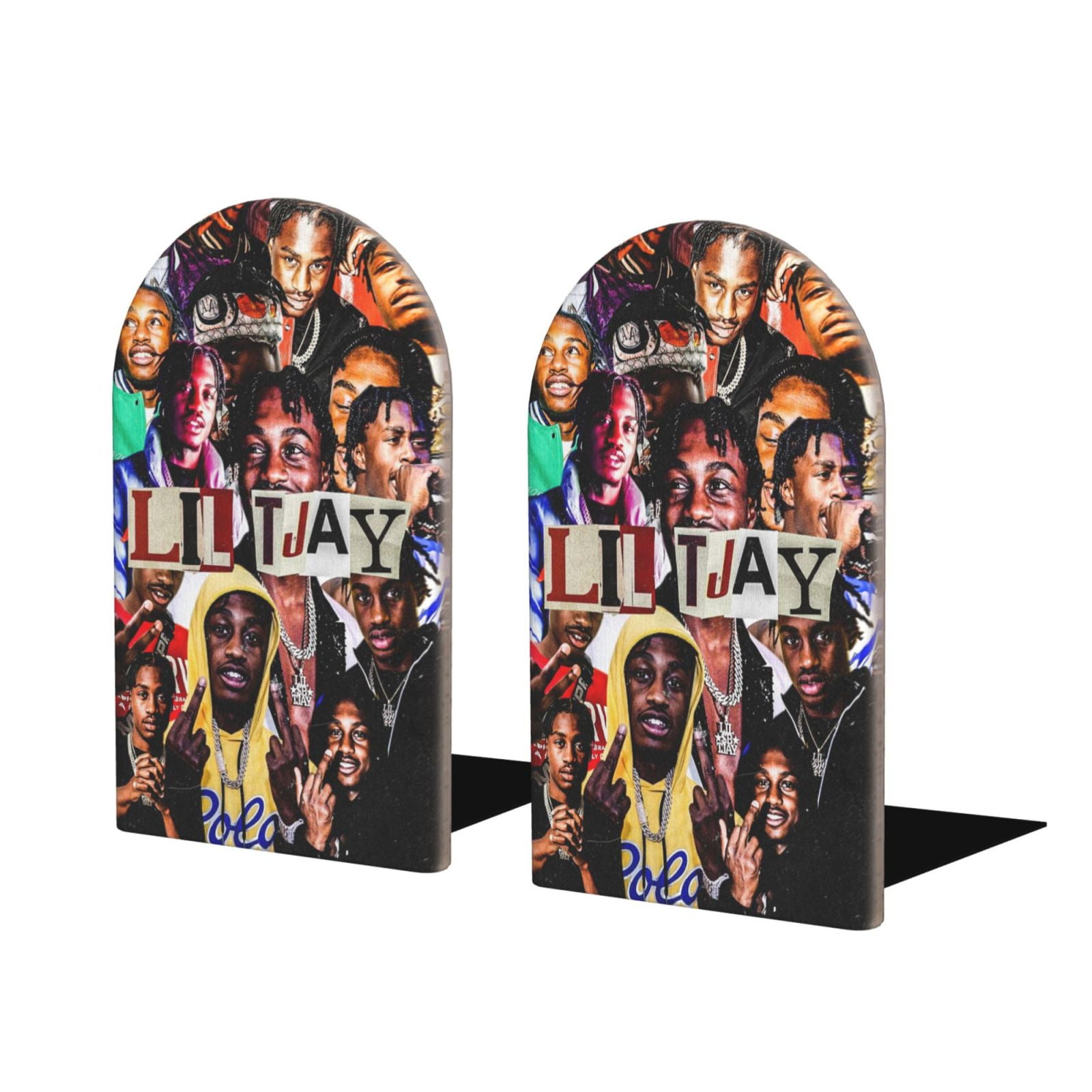 Lil Tjay Poster Bookends Wood Book Divider Shelves Non-Skid Book Stand ...