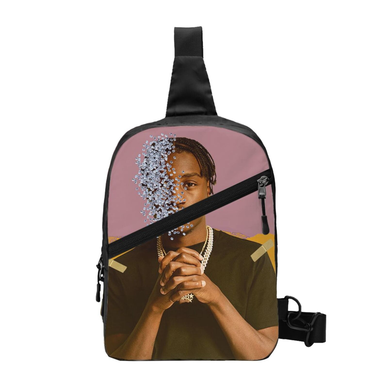 Lil Tjay Rapper Chest Bag Crossbody Folding Adjustable Casual Sport Bag ...