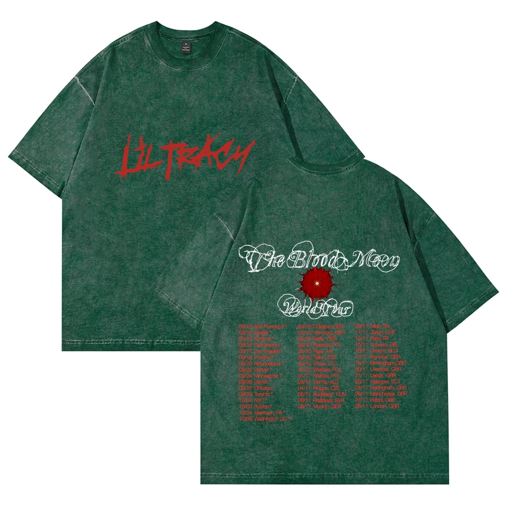 Lil Tracy The Blood Moon Tour Tee Merch Men Women Vintage Wash Short ...