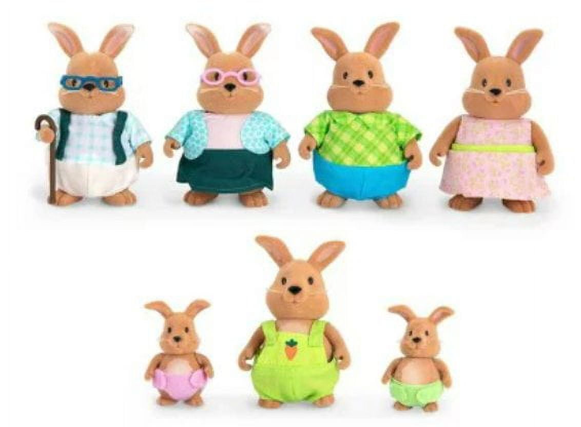 Lil Woodzeez Miniature Animal Figurine Set - Cottonball Rabbit Family ...