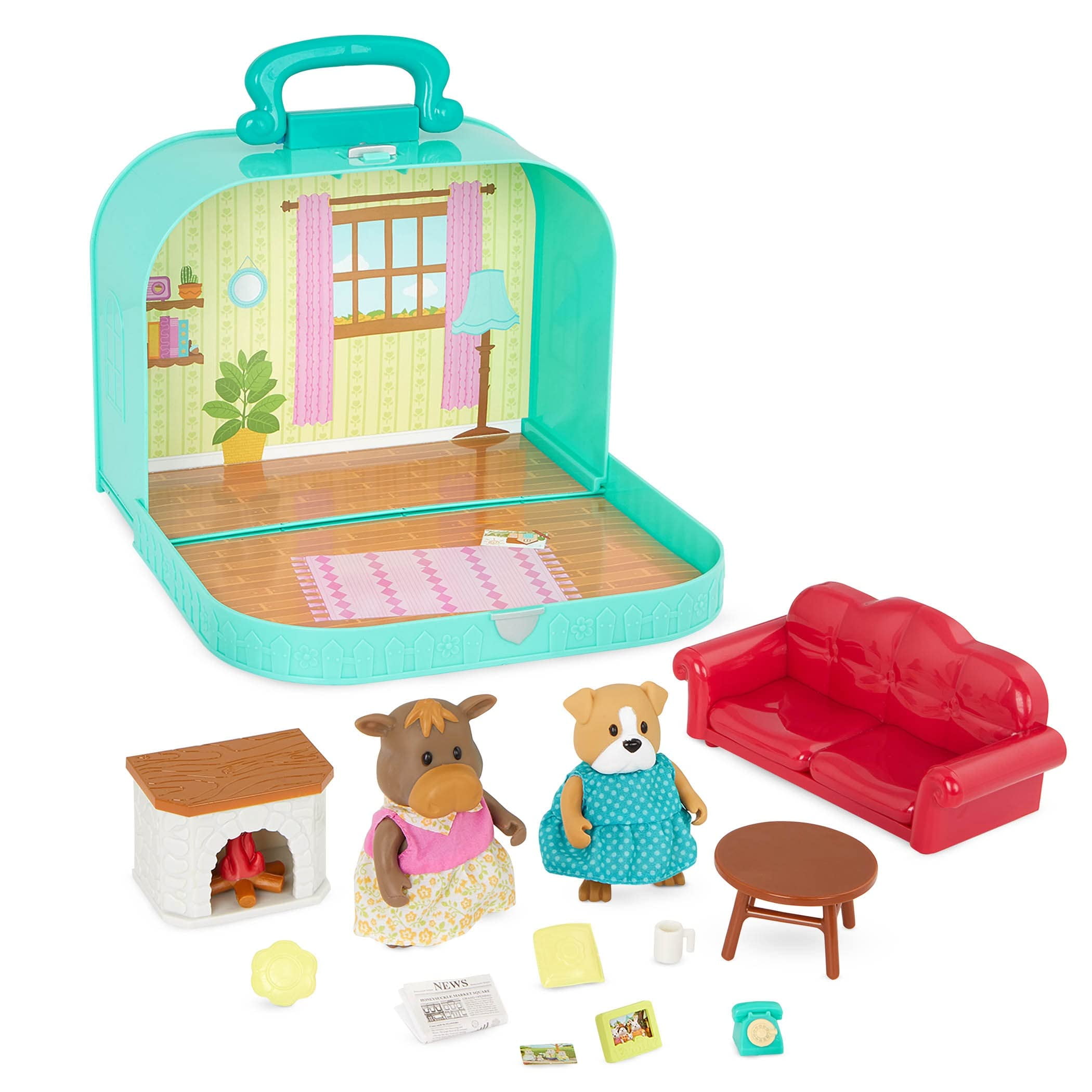 Lil Woodzeez Portable Toy Figures Playset - Miniature Furniture ...