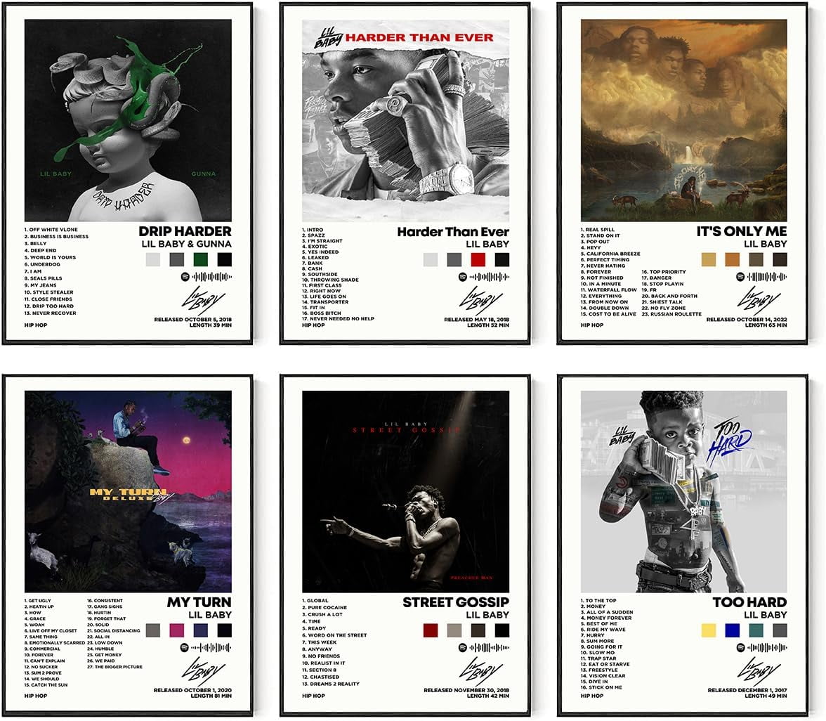 Lil baby Album Cover Signed Limited Posters Print Rapper Music Posters ...